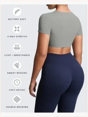 Tops | Sienna Twist Deep V Crop Top Builtin Bra Butter Soft Workout ...